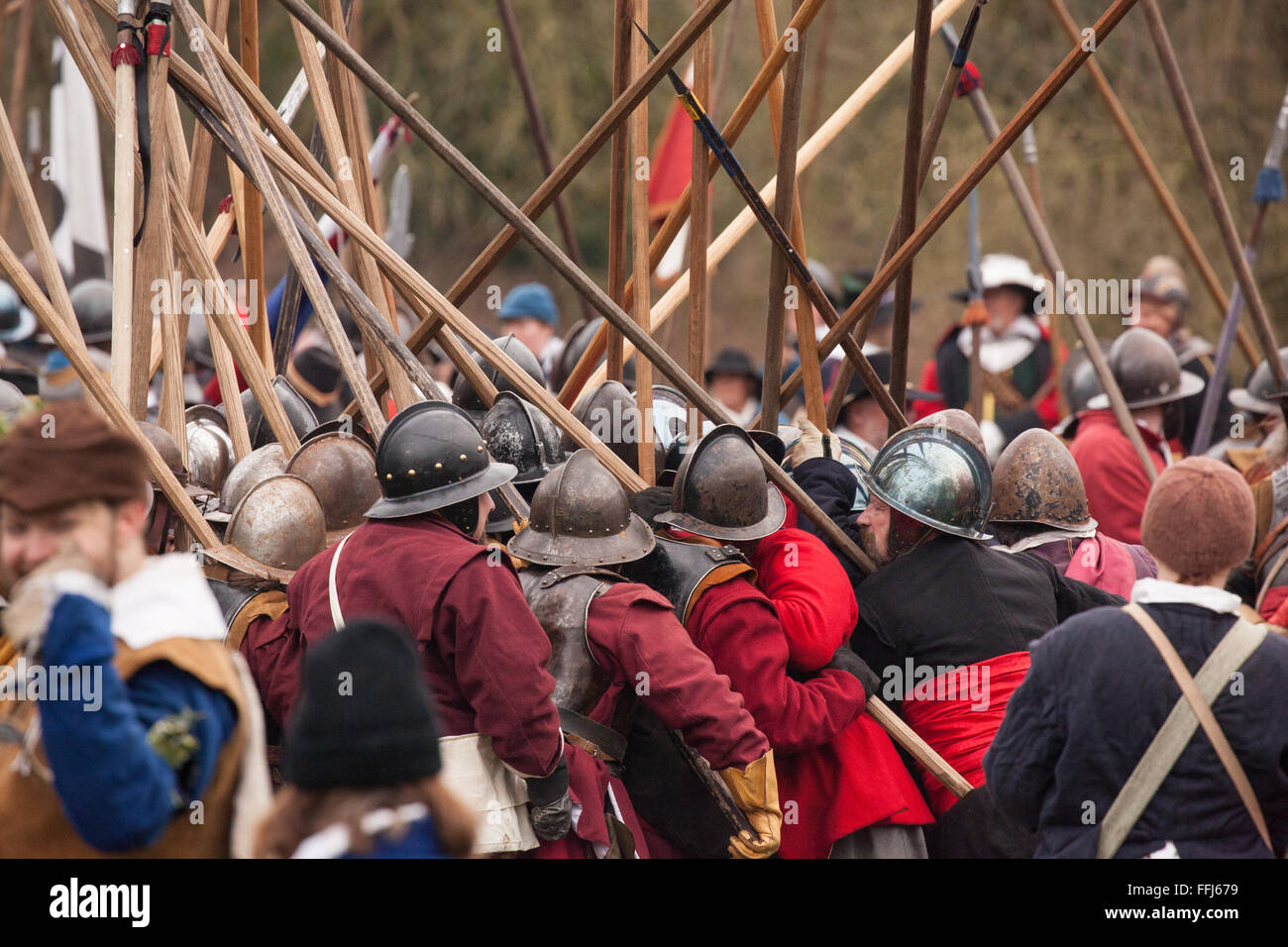 Reenactment by the sealed knot society of English civil war battle at ...