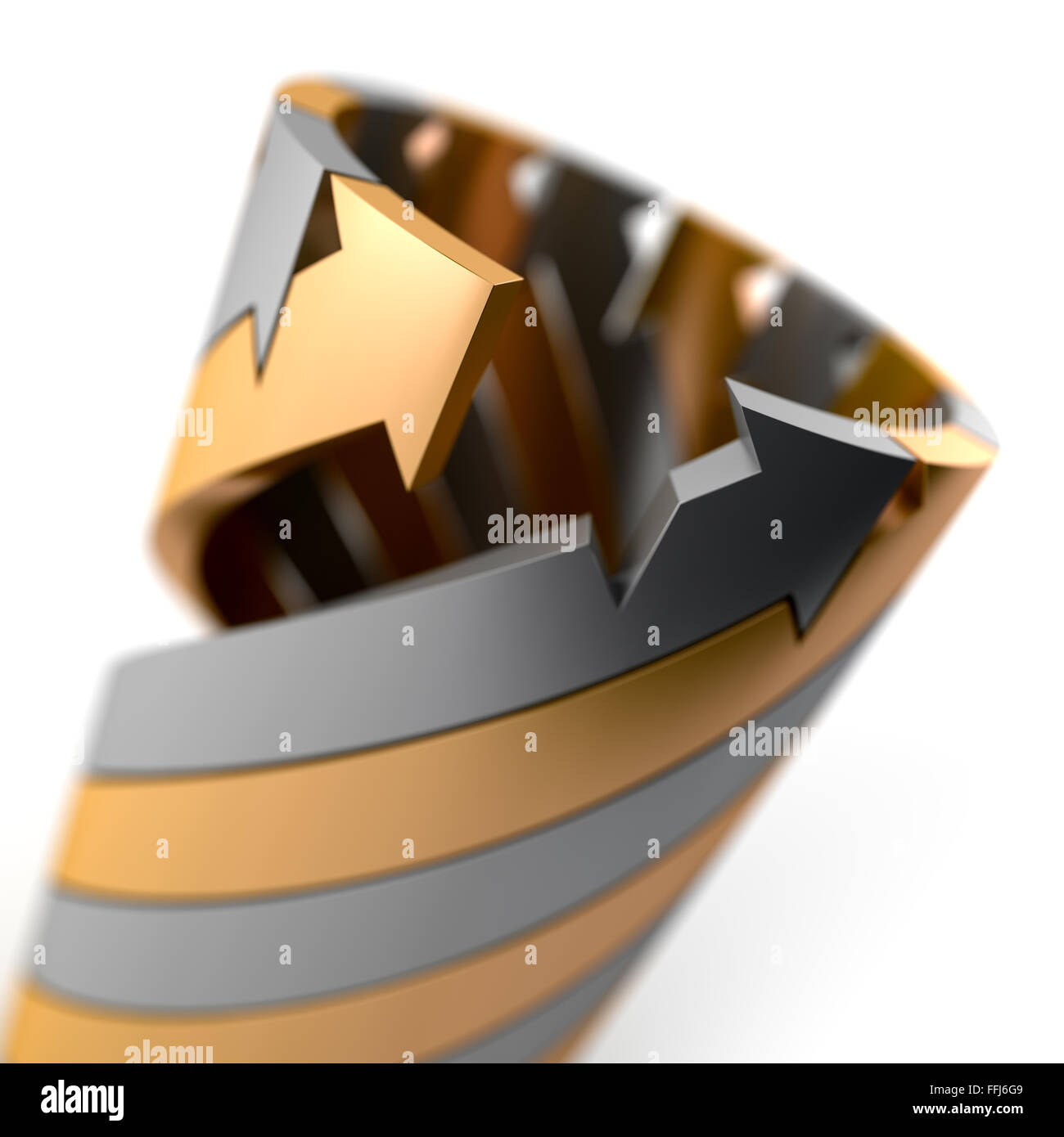 Conceptual twisted arrows with missing one isolated on white with DoF ...