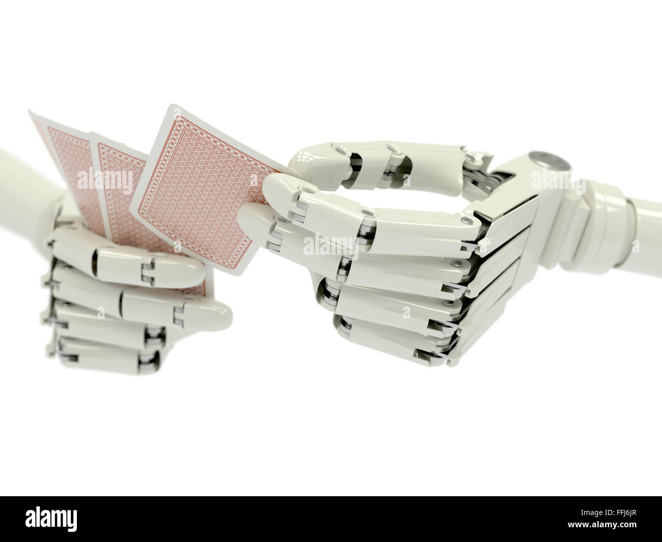 Robot playing cards isolated on white Stock Photo - Alamy