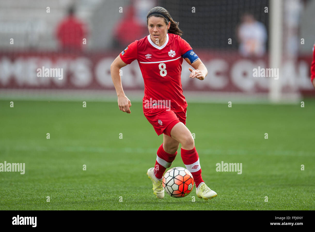 Houston, TX, USA. 14th Feb, 2016. Canada midfielder Diana Matheson (8 ...