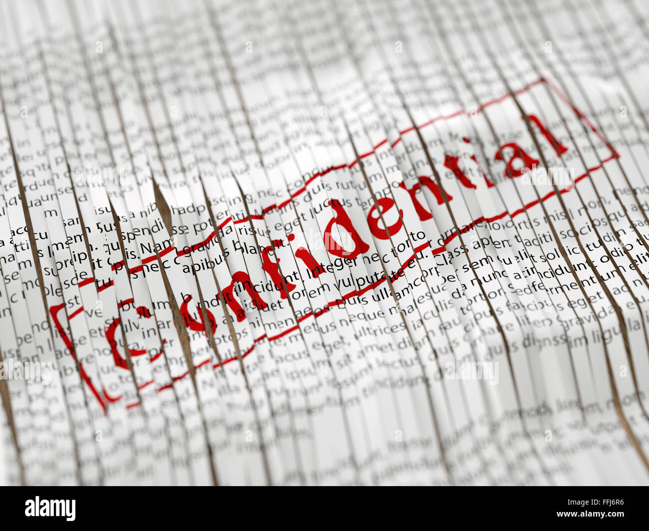 Reassembled shredded paper with "Confidential" stamp on it Stock Photo ...