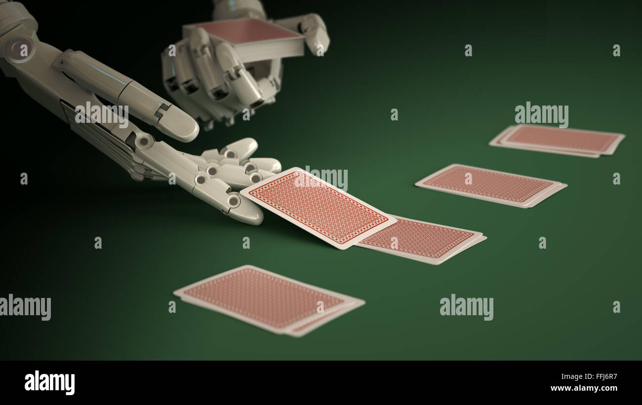 Robot dealing cards close up Stock Photo - Alamy