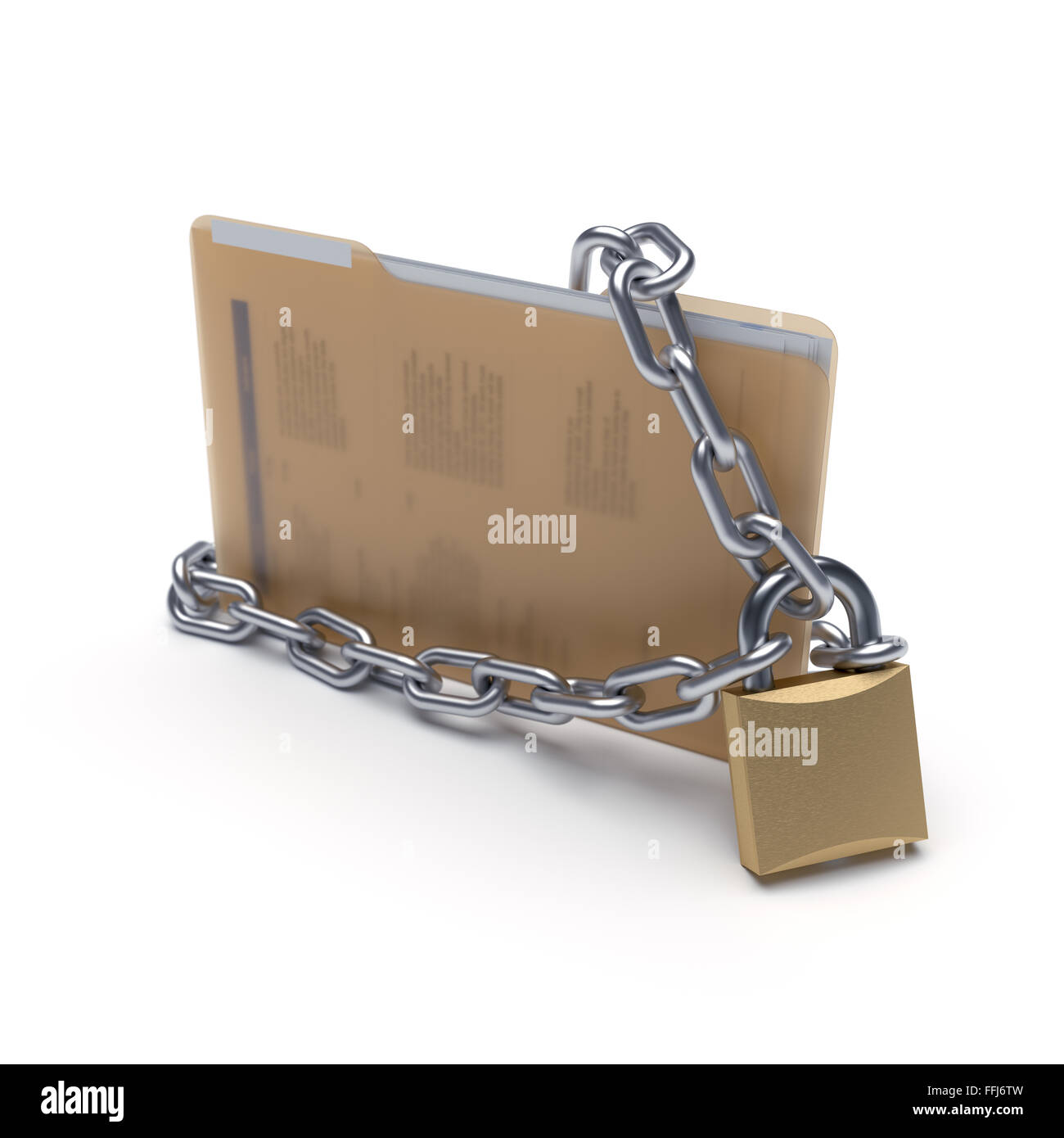 Plastic folder, lock and chain isolated on white Stock Photo - Alamy