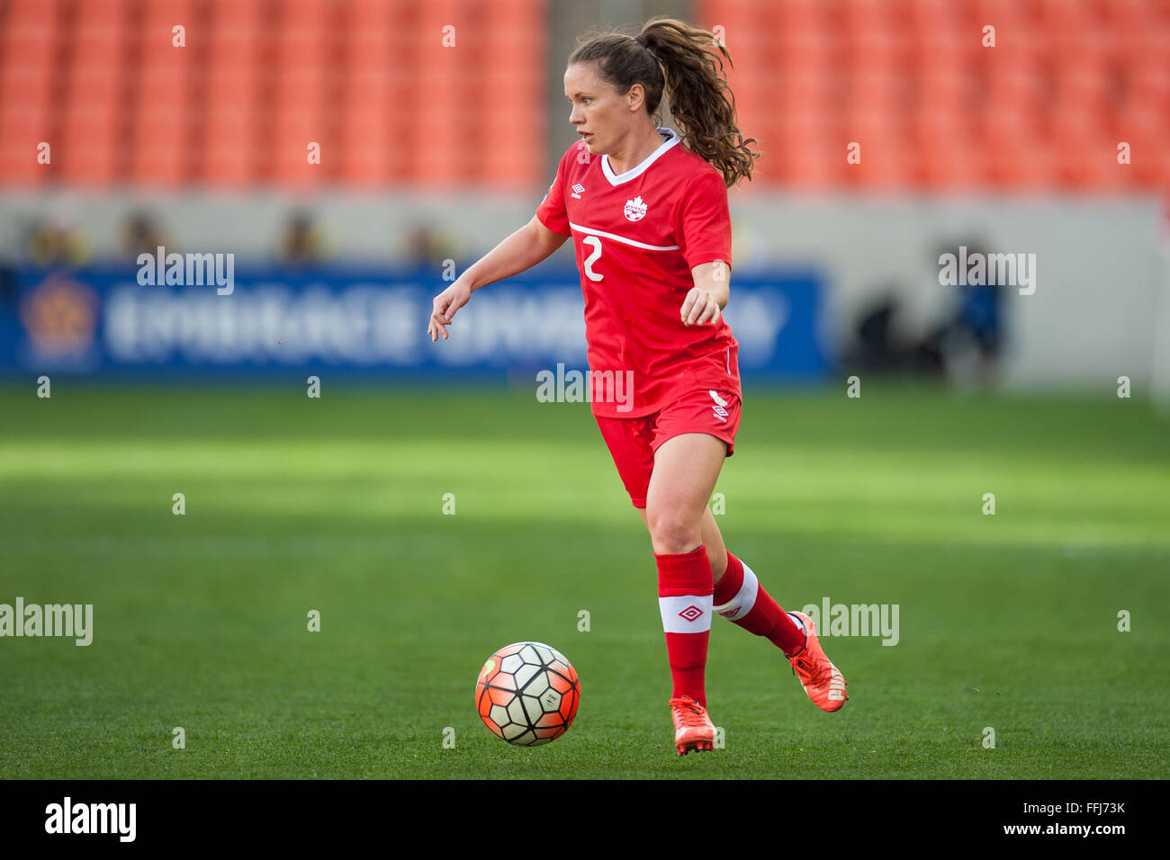 Houston, TX, USA. 14th Feb, 2016. Canada defender Allysha Chapman (2 ...