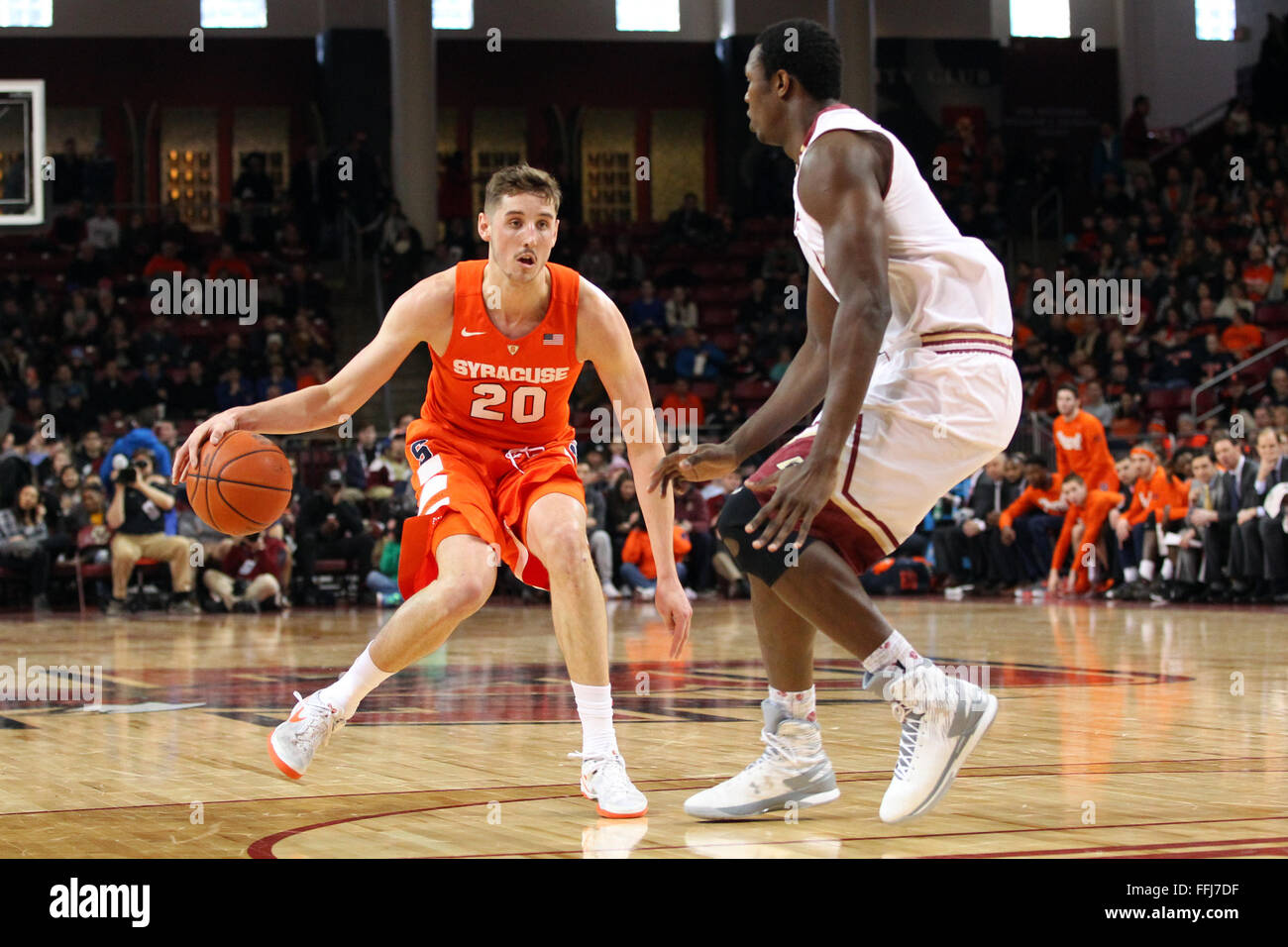 Conte Forum. 14th Feb, 2016. MA, USA; Syracuse Orange forward Tyler ...