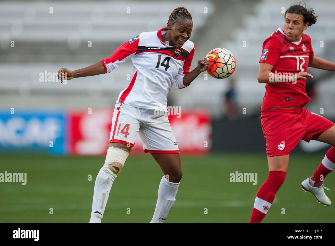 Houston, TX, USA. 14th Feb, 2016. Trinidad & Tobago midfielder Karyn ...