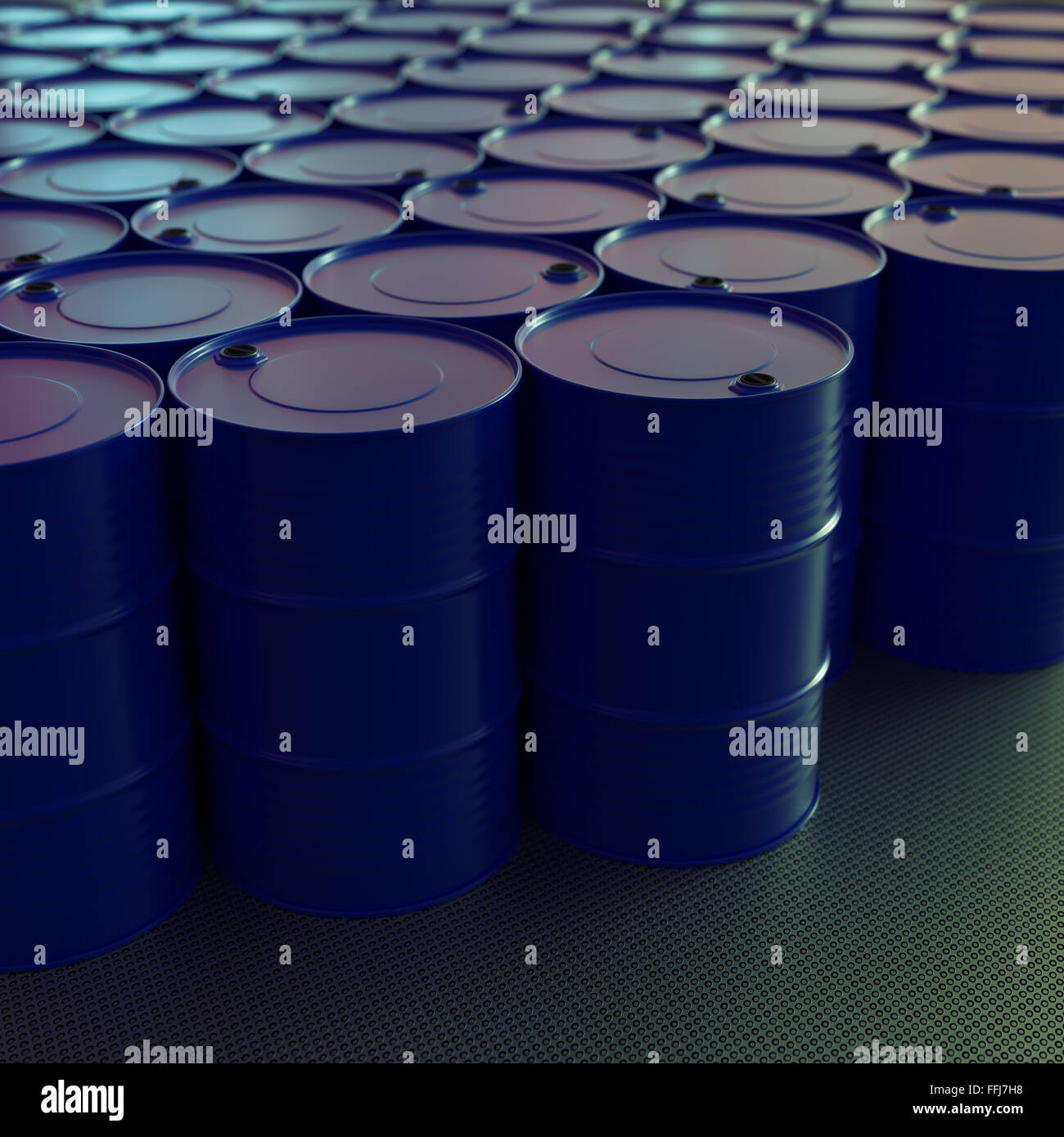 Blue barrels at the storage Stock Photo - Alamy