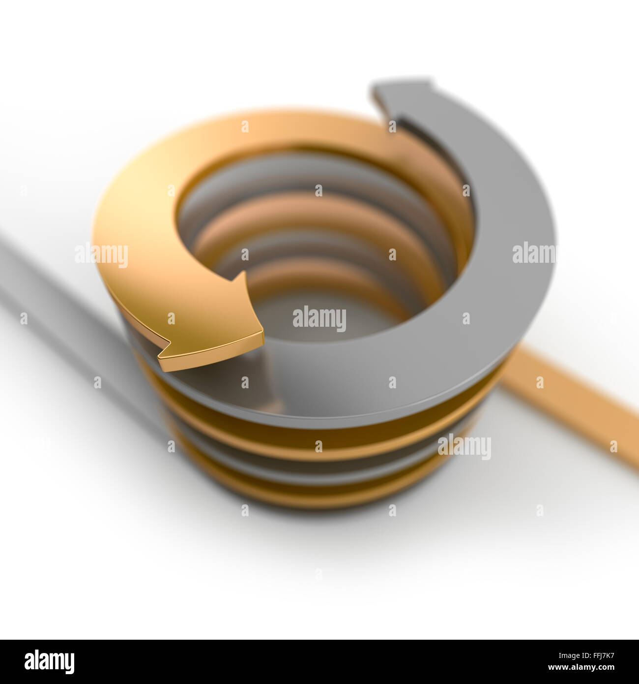 Conceptual twisted arrows on white background with DoF effect Stock ...
