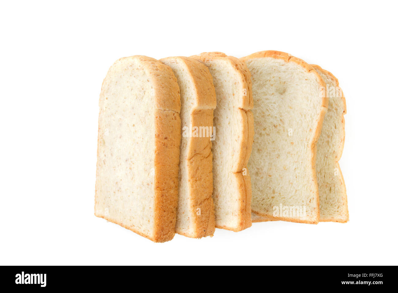row of sliced bread on white background Stock Photo - Alamy