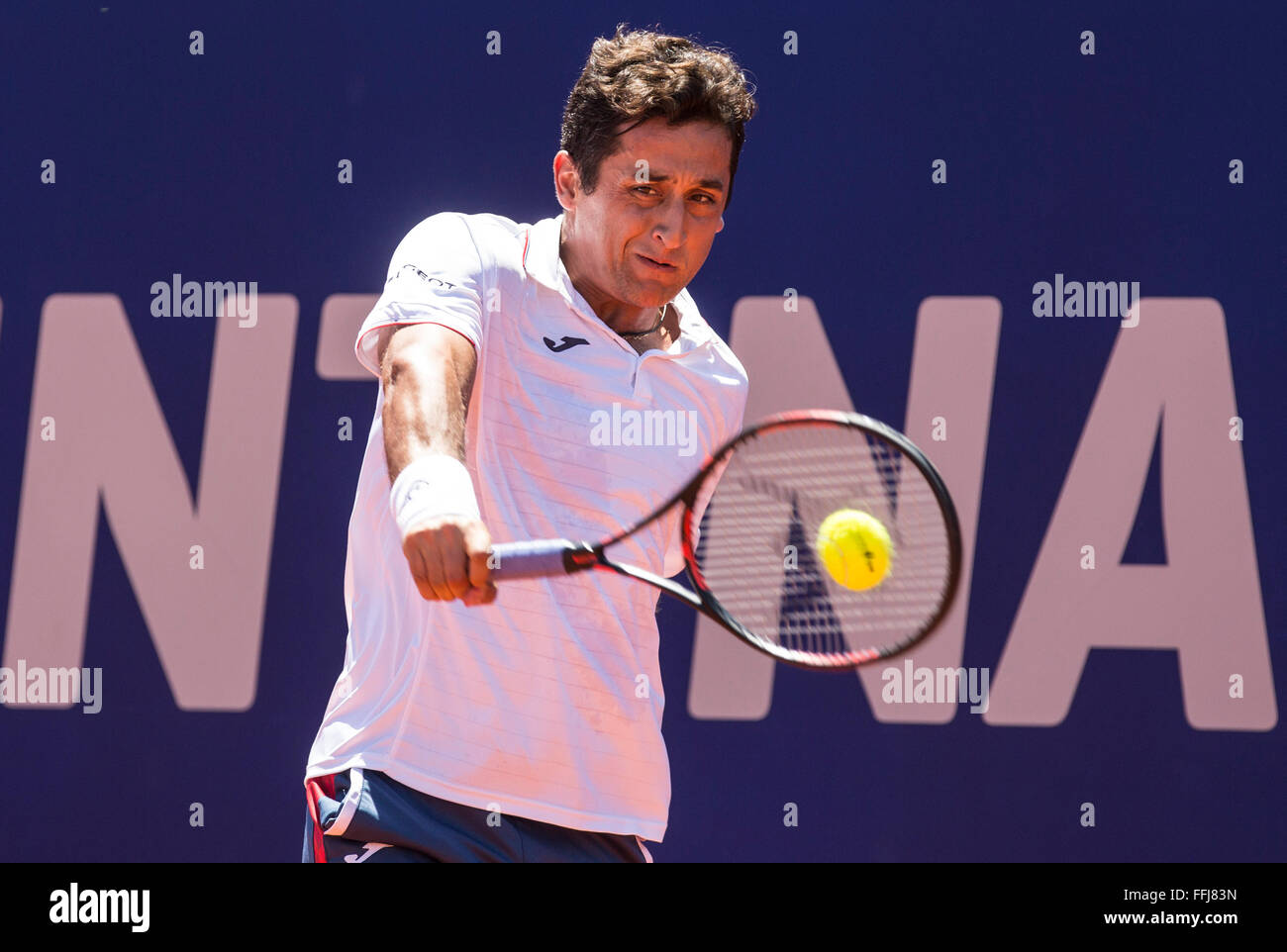 Buenos Aires, Argentina. 14th Feb, 2016. Spain's Nicolas Almagro hits a ...