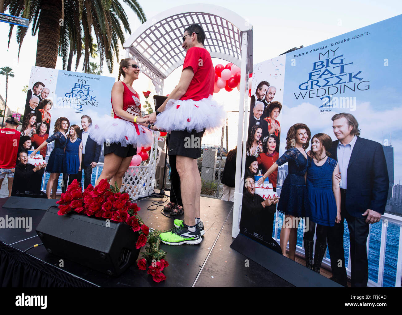 Hollywood, California, USA. 14th Feb, 2016. BARBARA DANNENBERG and NEAL ...