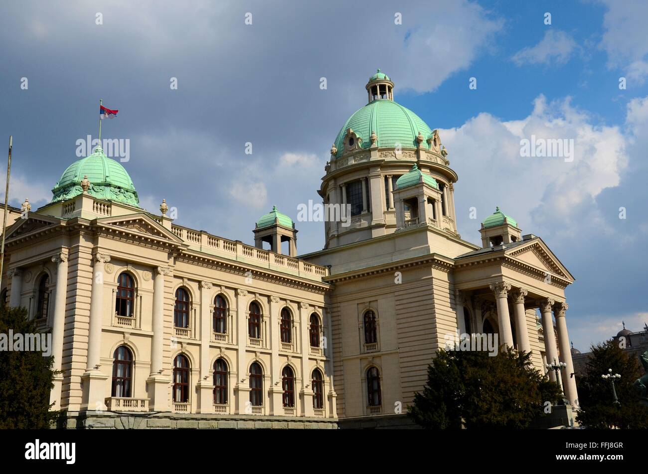 National Assembly building with domes Belgrade Serbia Former Republic ...