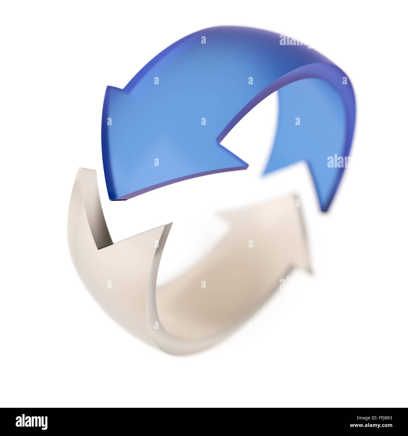 Circular flow arrows concept on white background with shallow DoF Stock ...