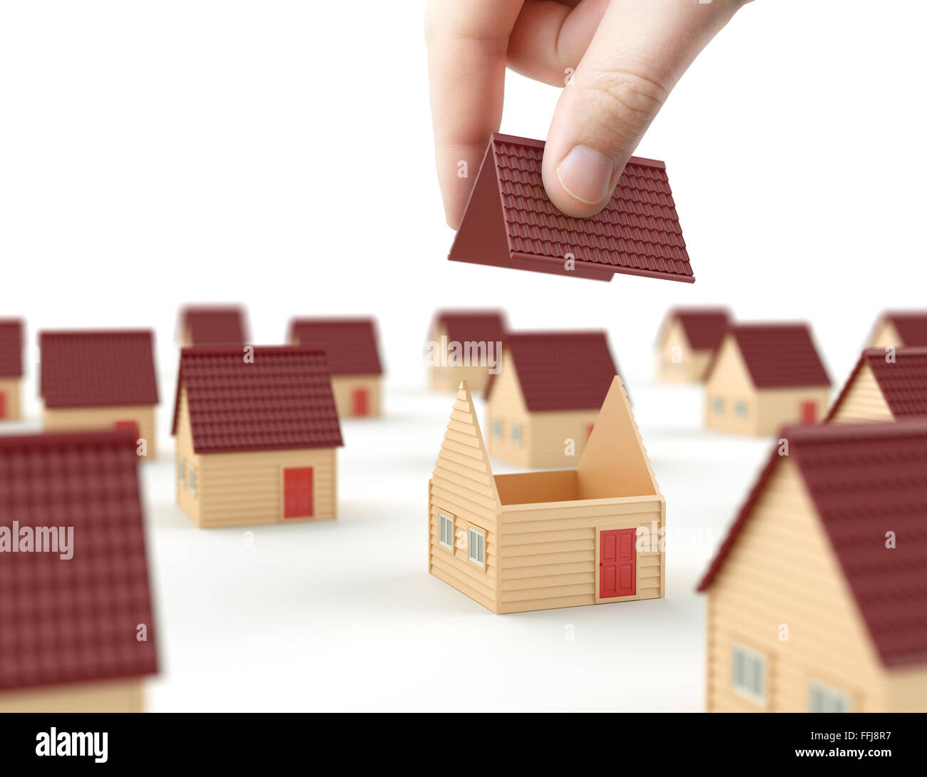 Building toy houses isolated on white Stock Photo - Alamy