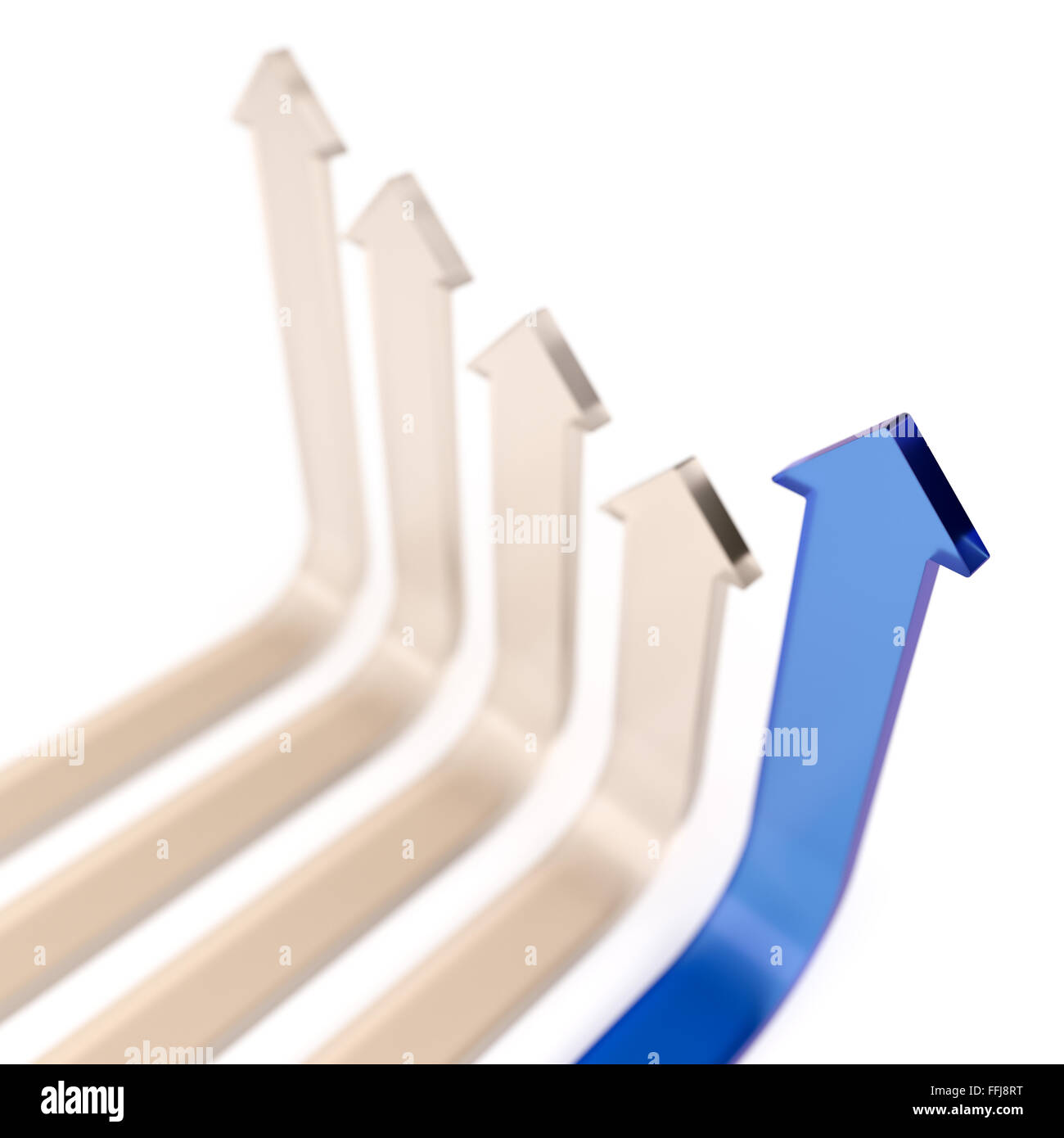 Conceptual rising arrows on white background with DoF effect Stock ...