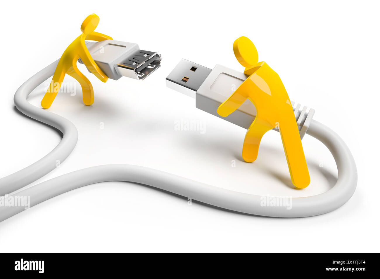 Connection via USB cable isolated on white Stock Photo - Alamy