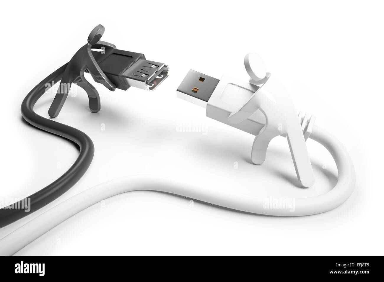 Connection via USB cable isolated on white Stock Photo - Alamy