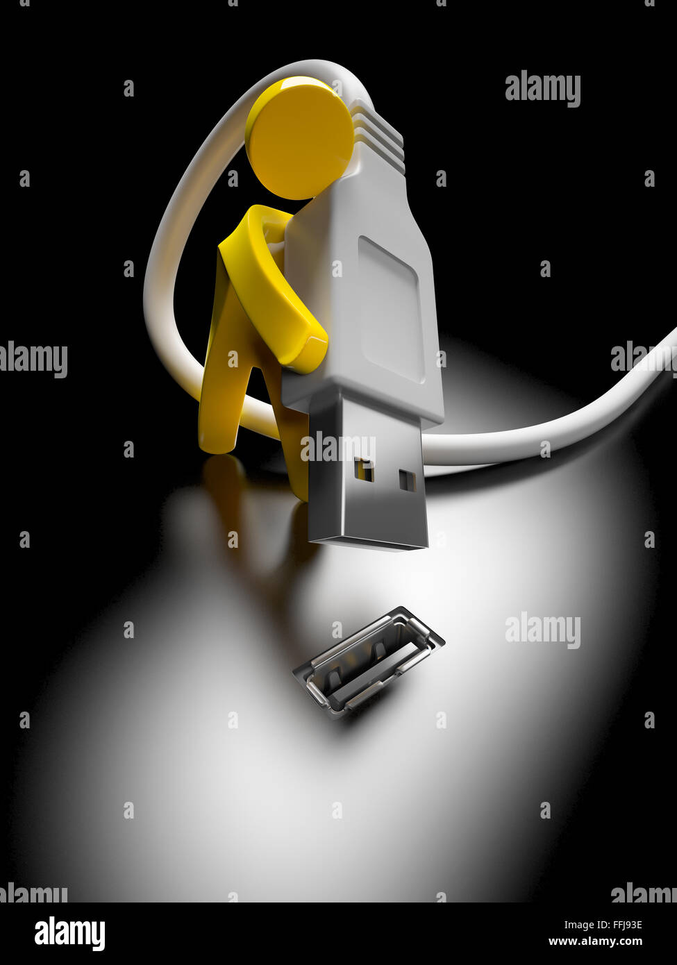 Yellow man connecting USB cable Stock Photo - Alamy Yellow man connecting USB cable Stock Photo - Alamy
