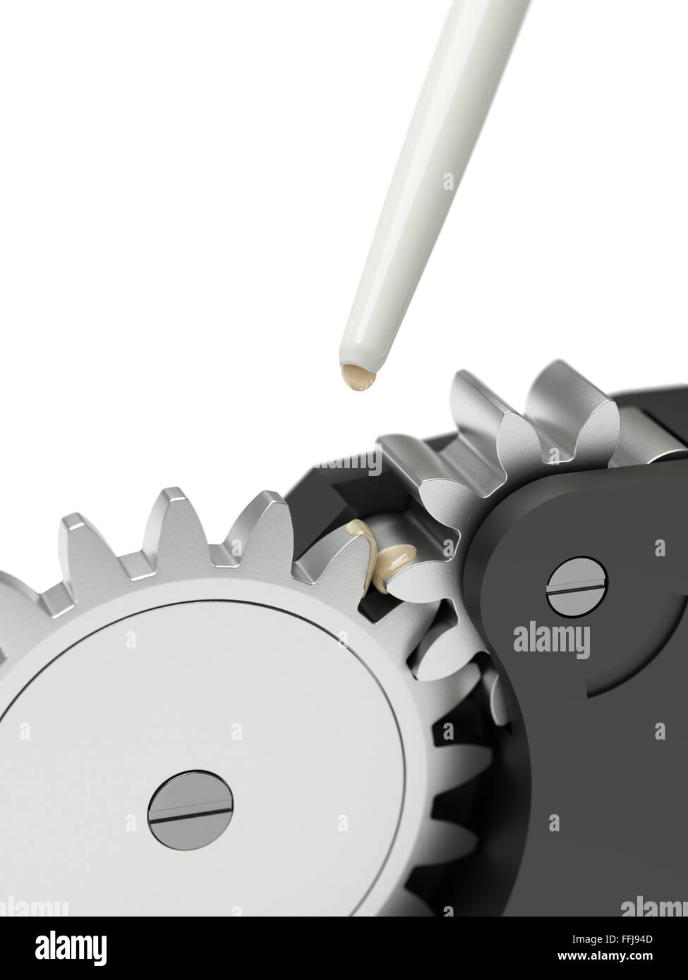 Oiling Gears on white background Stock Photo - Alamy