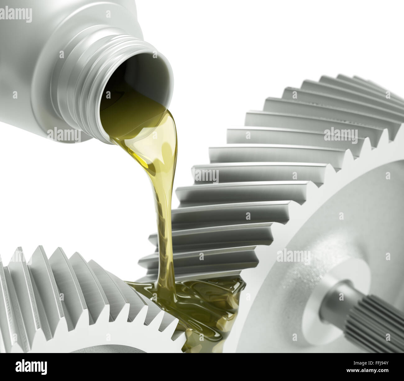 Oiling Gears on white background Stock Photo - Alamy