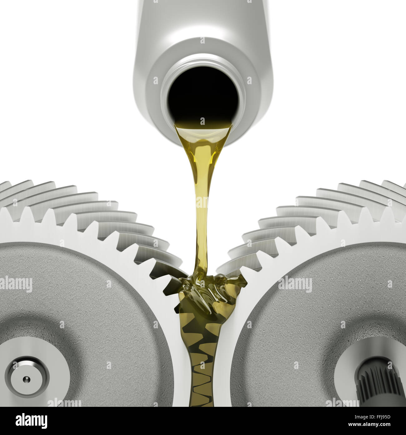 Oiling Gears on white background Stock Photo - Alamy