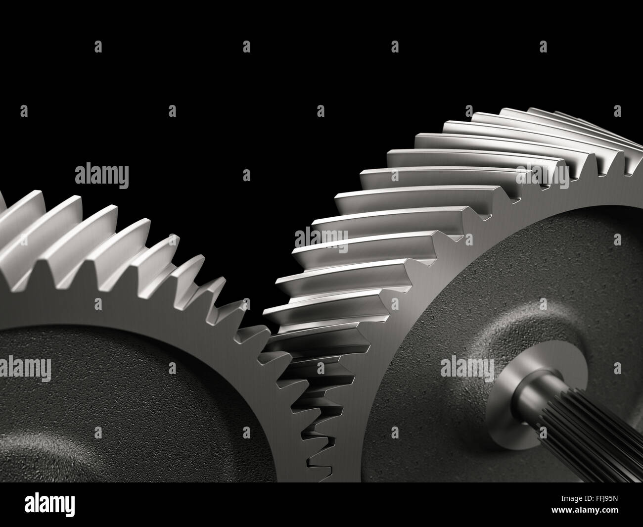 Two gears on black background Stock Photo - Alamy