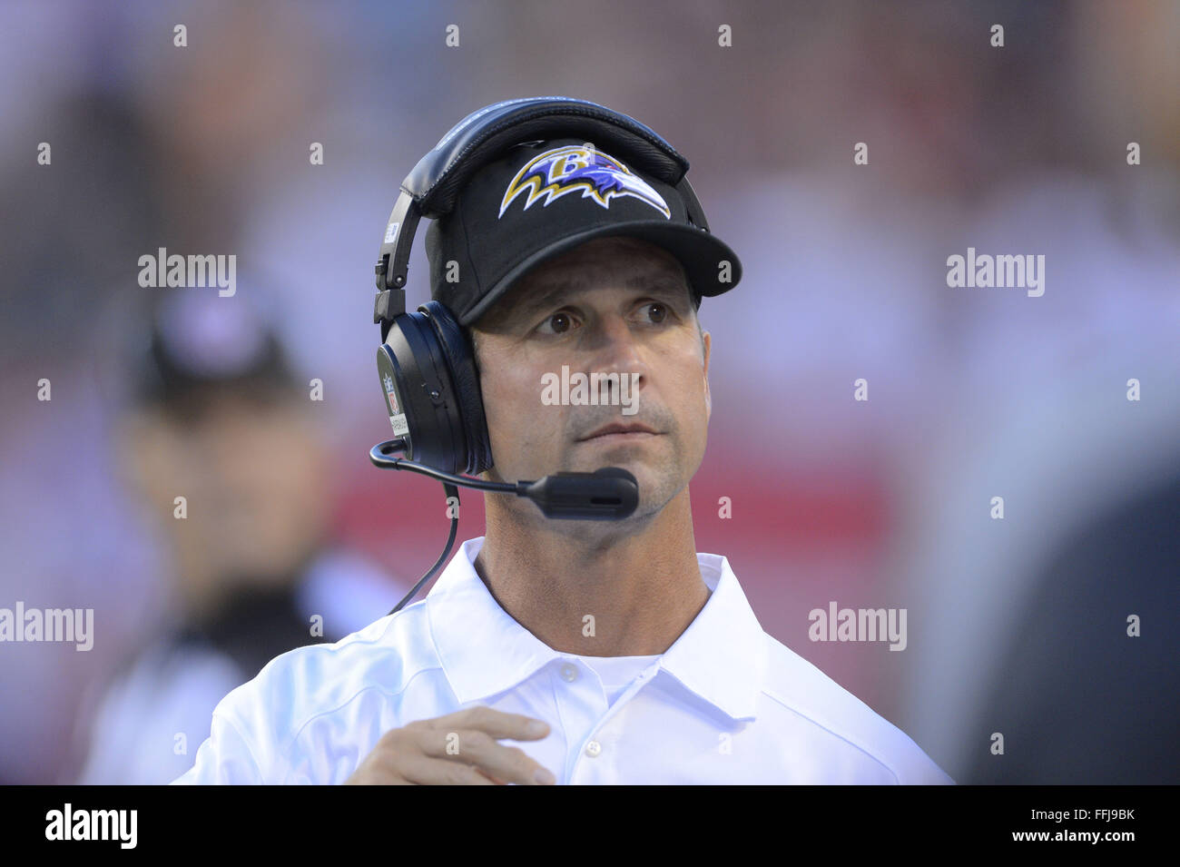 Tampa, FL, USA. 8th Aug, 2013. Baltimore Ravens head coach John ...