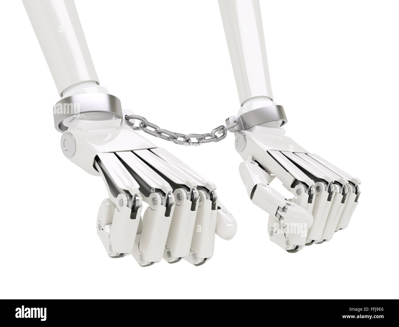 Chained robot concept isolated on white Stock Photo - Alamy