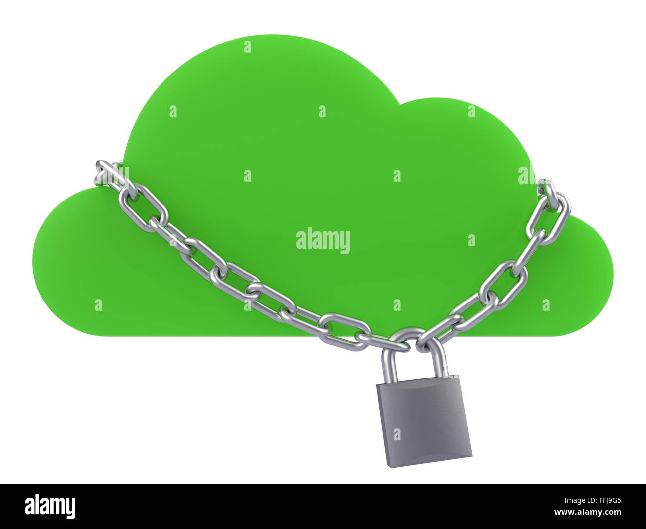 Blue cloud wrapped in metal chain isolated on white Stock Photo - Alamy