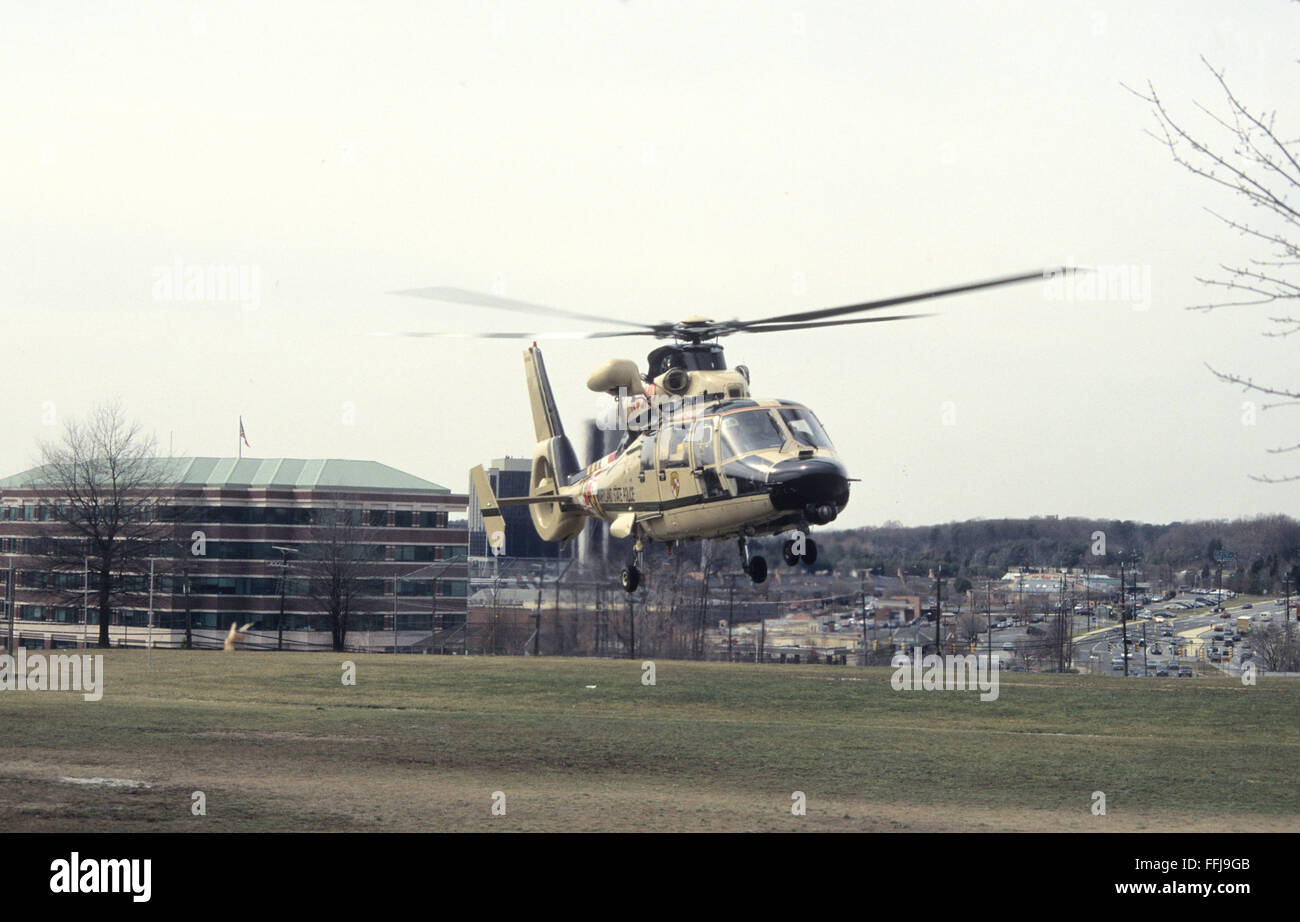 Maryland State Police medivac helicopter taking off Stock Photo - Alamy