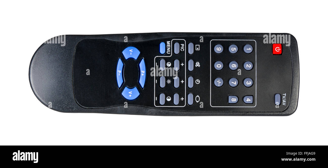 TV remote control isolated on white background Stock Photo - Alamy