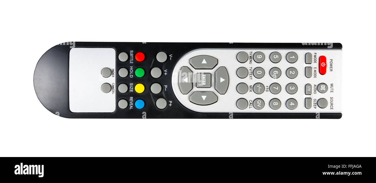 TV remote control isolated on white background Stock Photo - Alamy