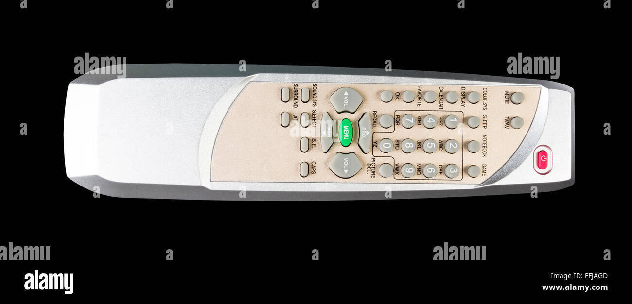 TV remote control isolated on black background Stock Photo - Alamy