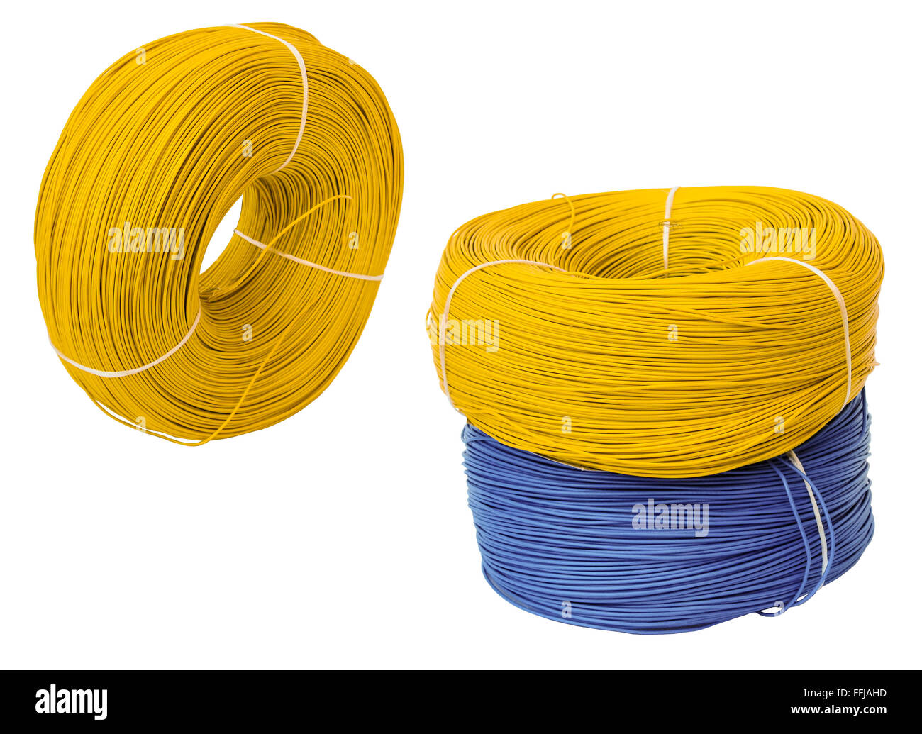 set colored electric cable on white background, isolated Stock Photo ...