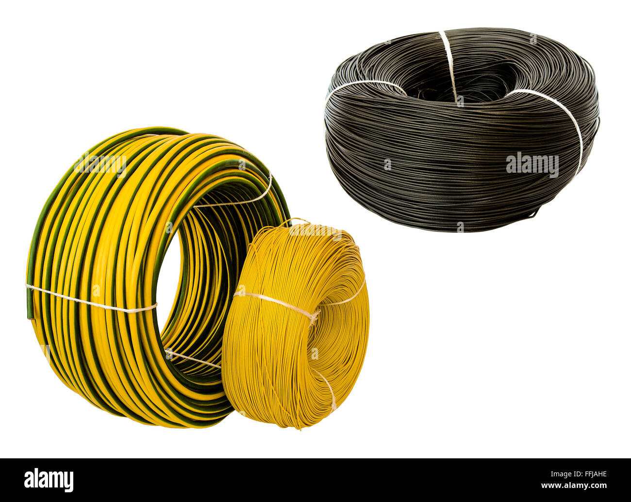 set colored electric cable on white background, isolated Stock Photo ...