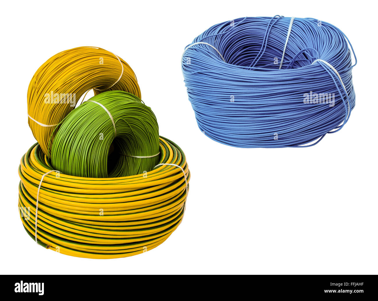 set colored electric cable on white background, isolated Stock Photo ...