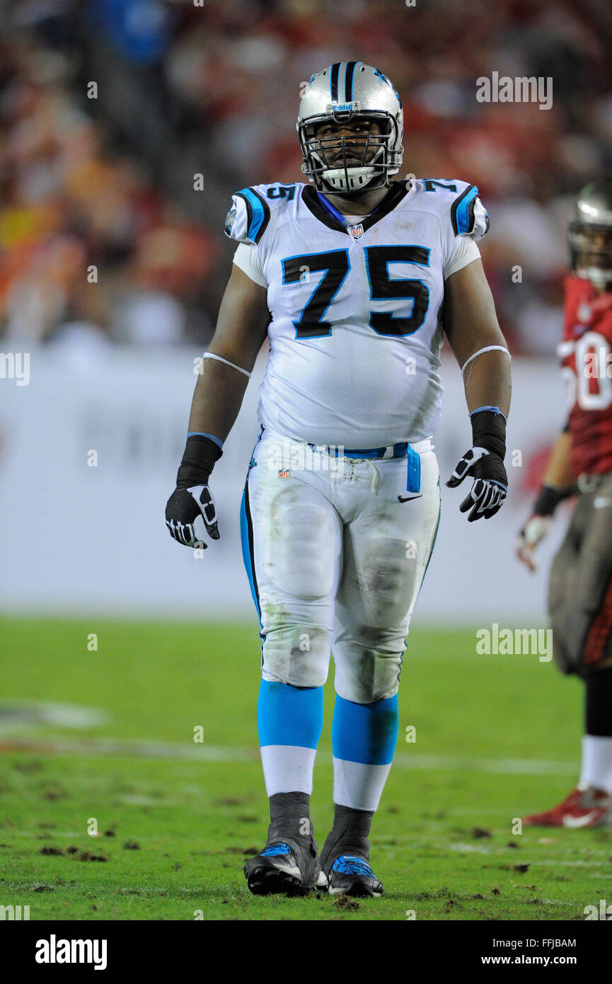 Tampa, FL, USA. 24th Oct, 2013. Carolina Panthers guard Chris Scott (75 ...