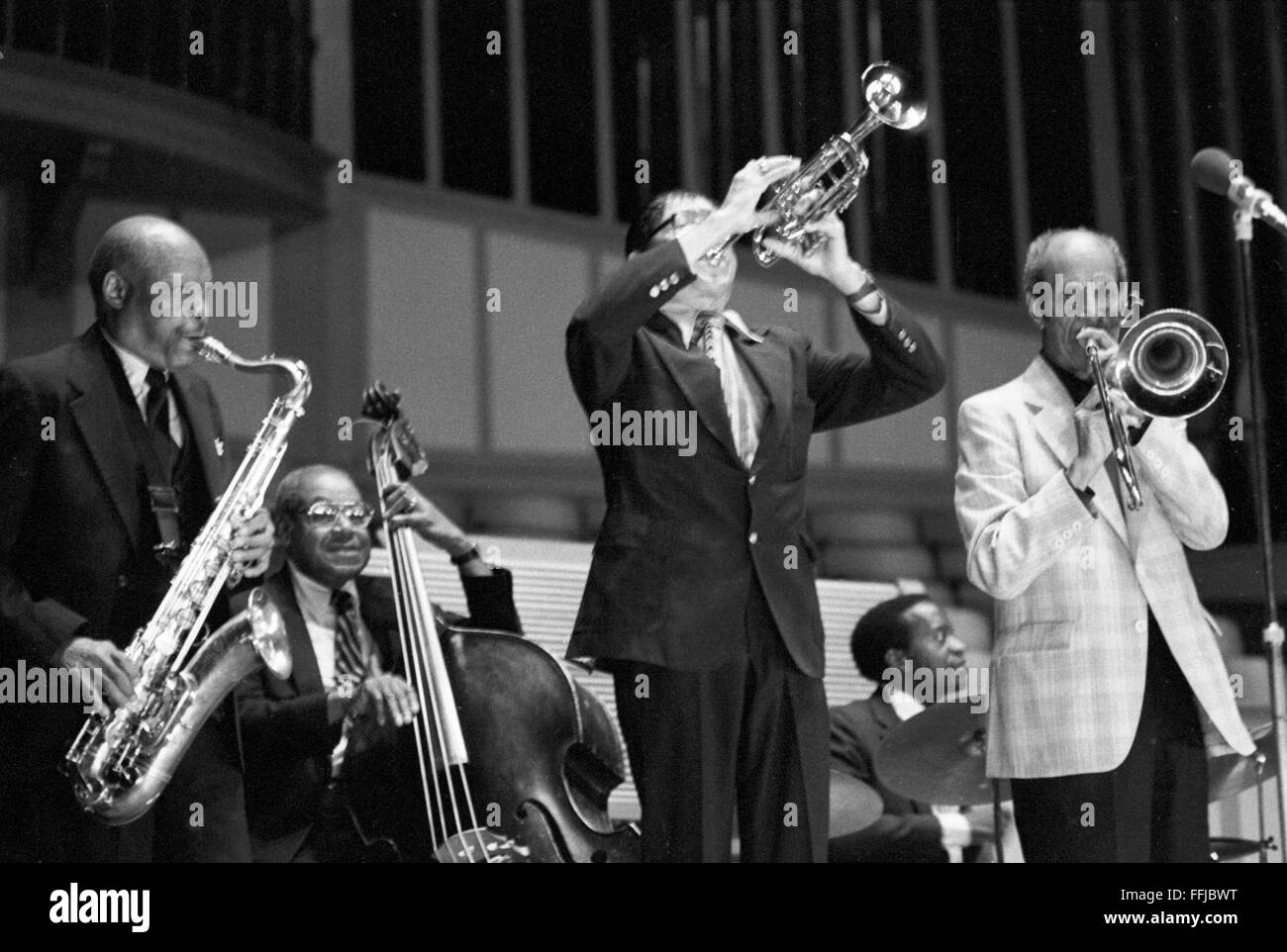 From left to right: Budd Johnson, Al Hall, Doc Cheatham, Jackie ...
