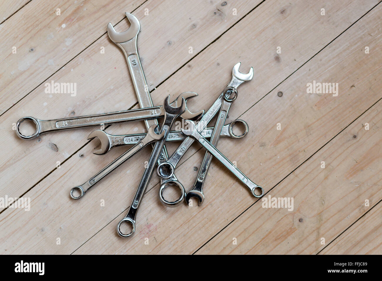 Workbench with spanners hi-res stock photography and images - Alamy