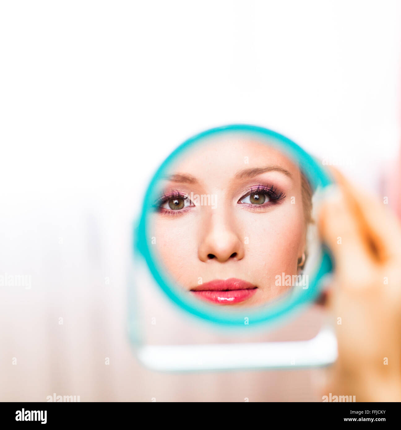 woman reflexion in mirror Stock Photo - Alamy