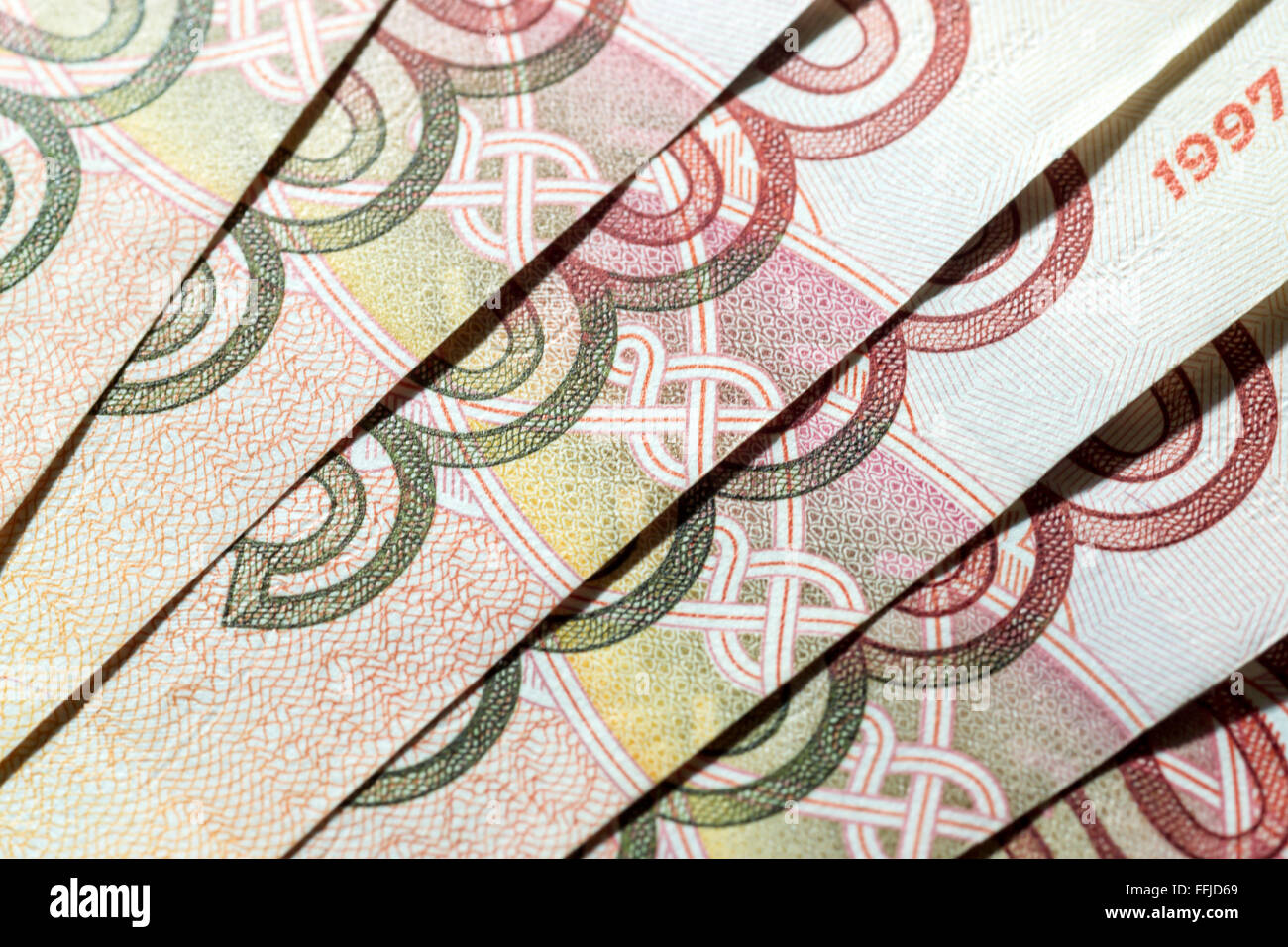 Pile of Russian Ruble bank notes in the 5000 five thousand major ...