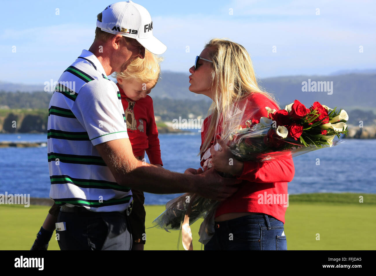 Vaughn Taylor (USA) celebrates with his wife Leot and family after ...