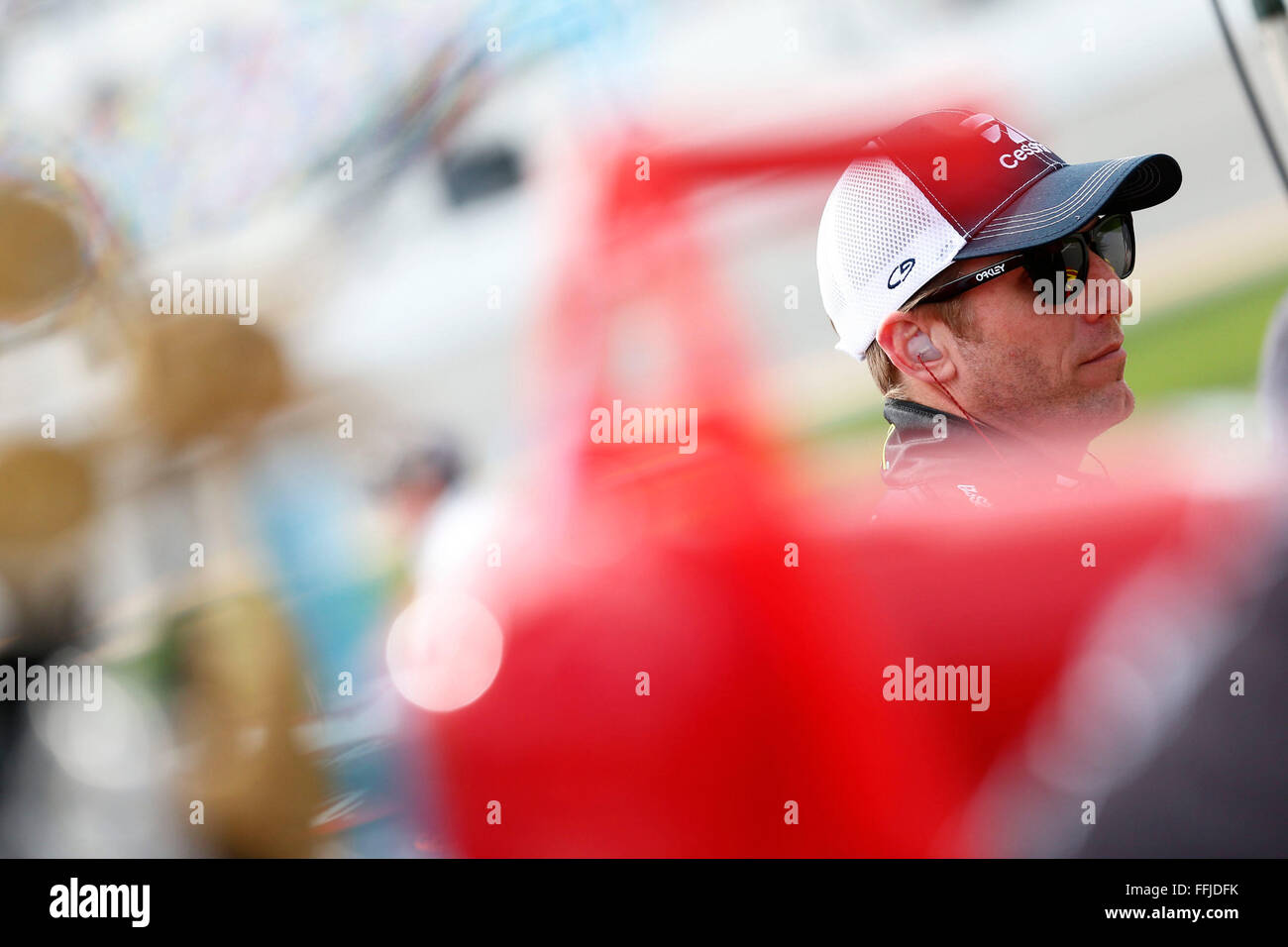 Daytona Beach, FL, USA. 14th Feb, 2016. Jamie McMurray (1) hangs out on ...
