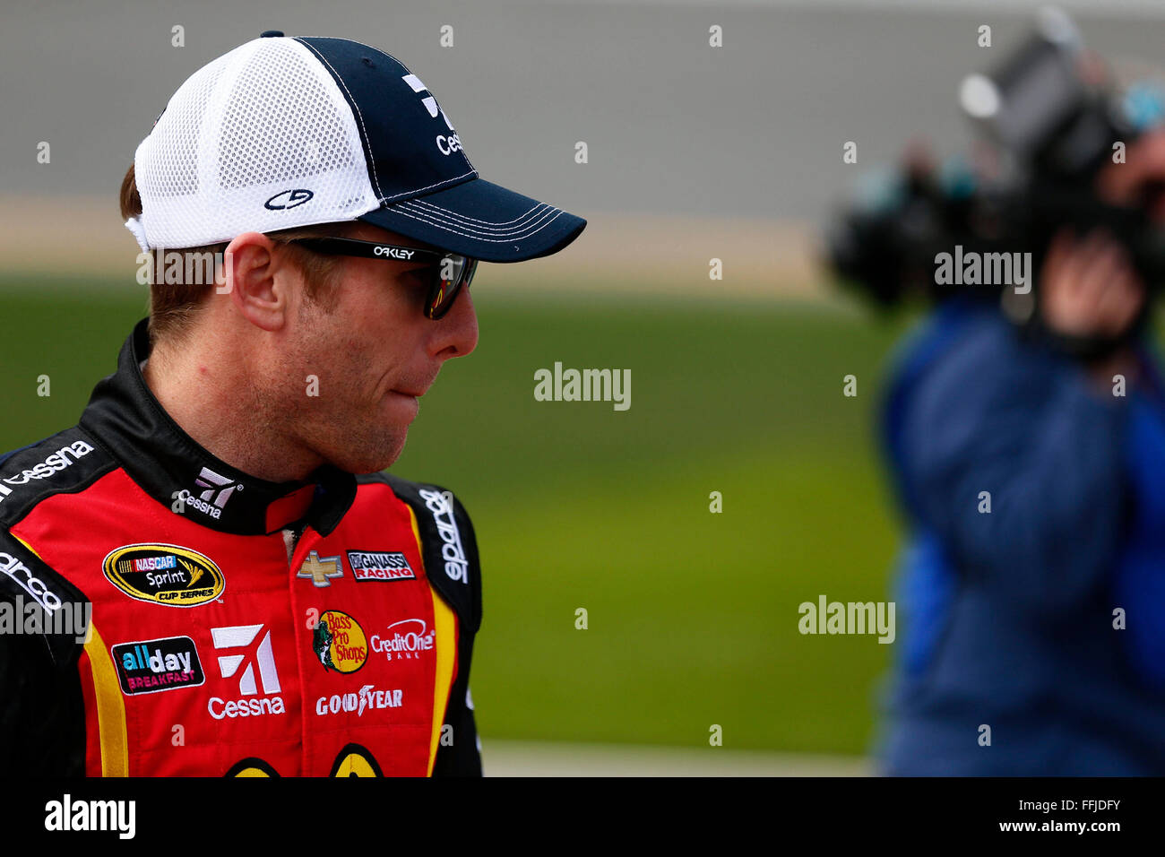 Daytona Beach, FL, USA. 14th Feb, 2016. Jamie McMurray (1) hangs out on ...
