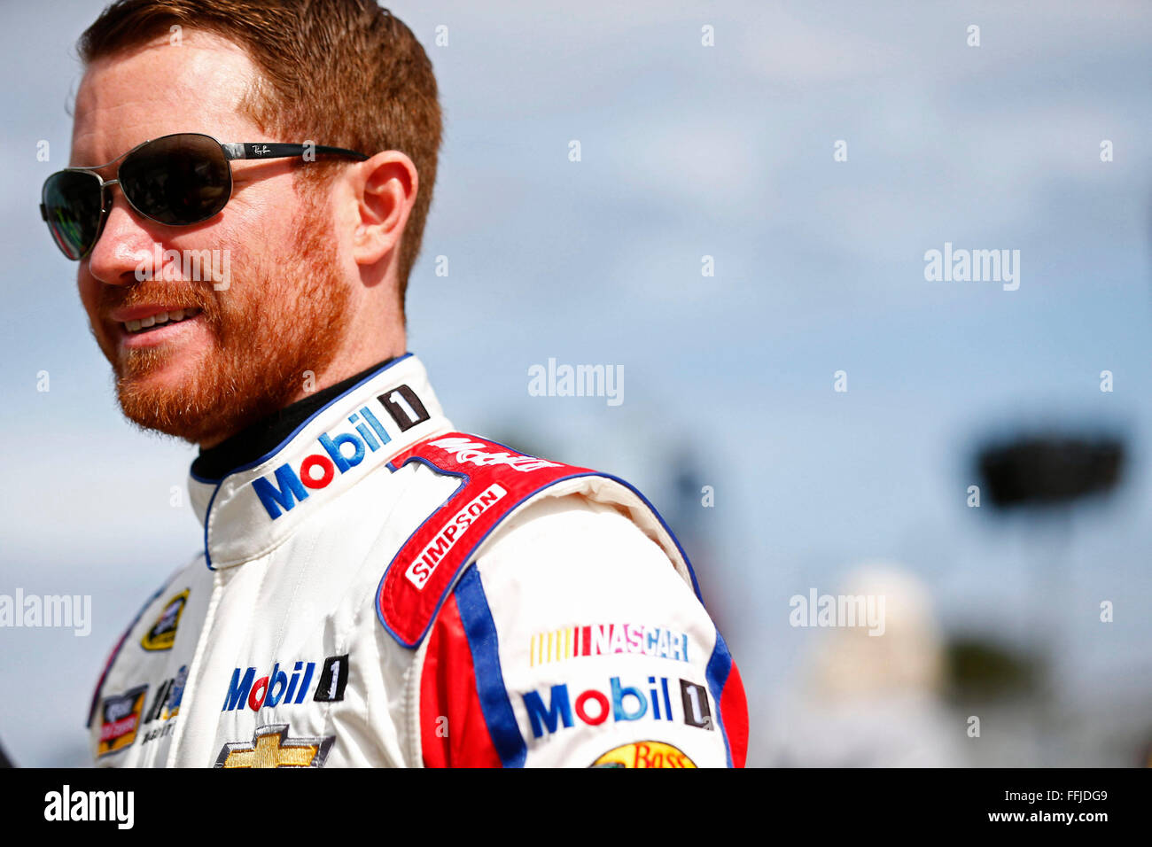 Daytona Beach, FL, USA. 14th Feb, 2016. Brian Vickers (14) hangs out on ...