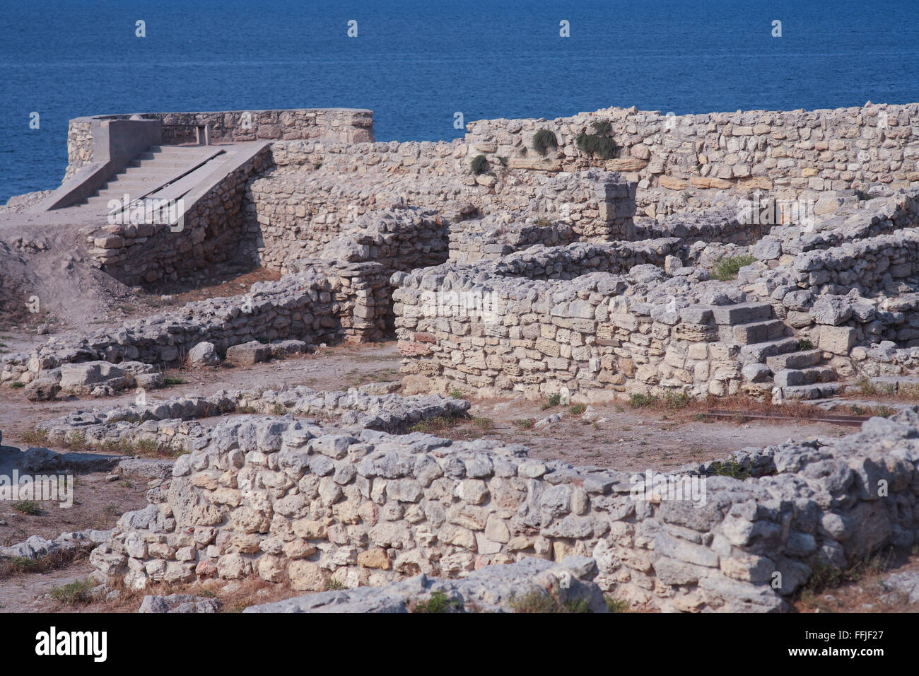 The ruins of the ancient Greek city Chersonese in Crimea on the Black ...