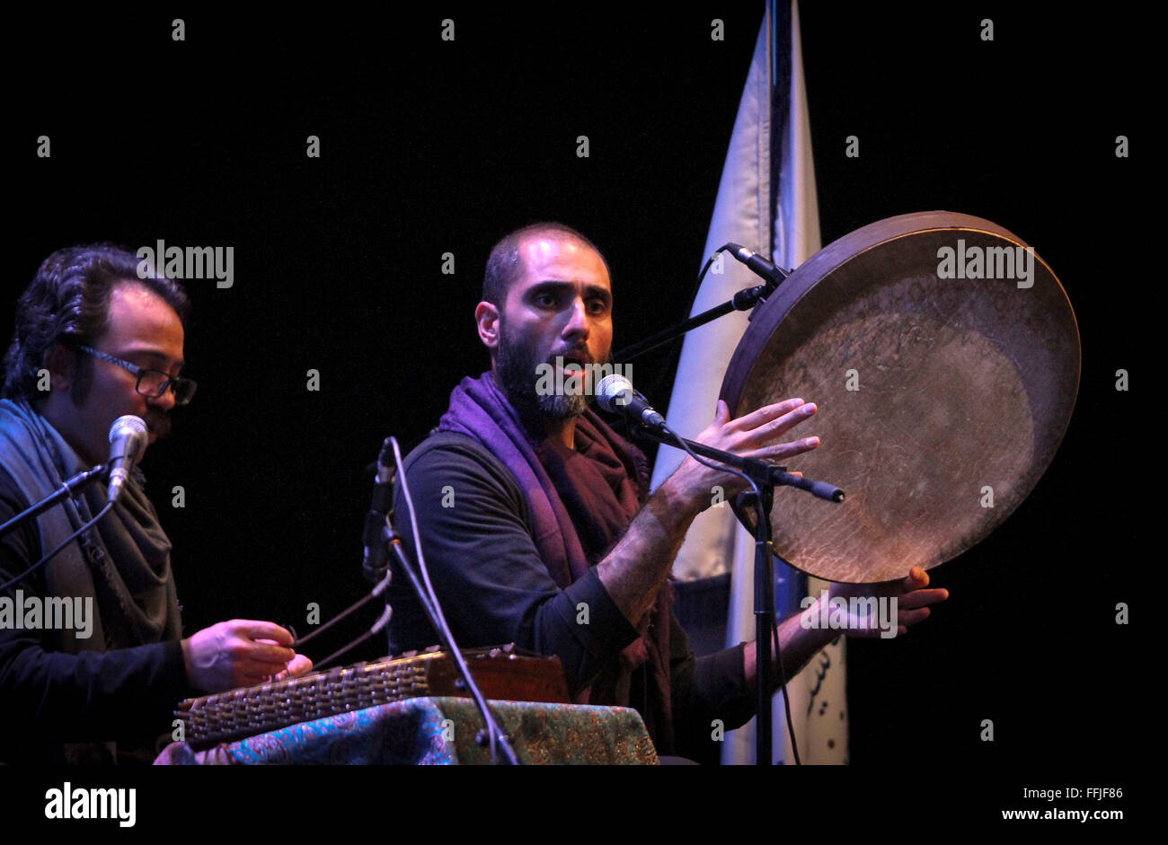Tehran, Iran. 14th Feb, 2016. Members of an Iranian traditional music ...