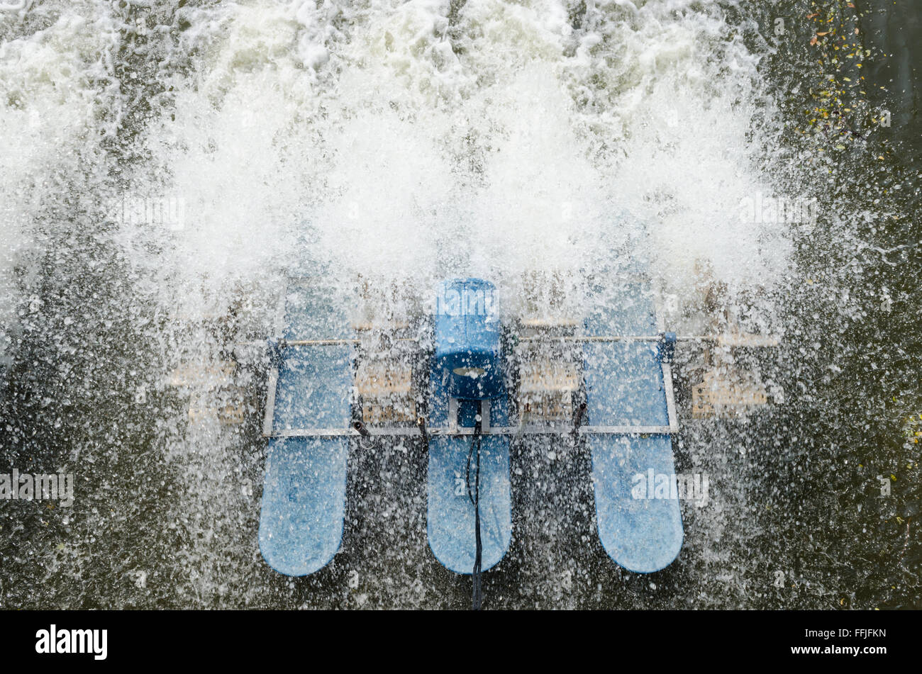 Top viwe splash of water turbines in the lake Stock Photo - Alamy