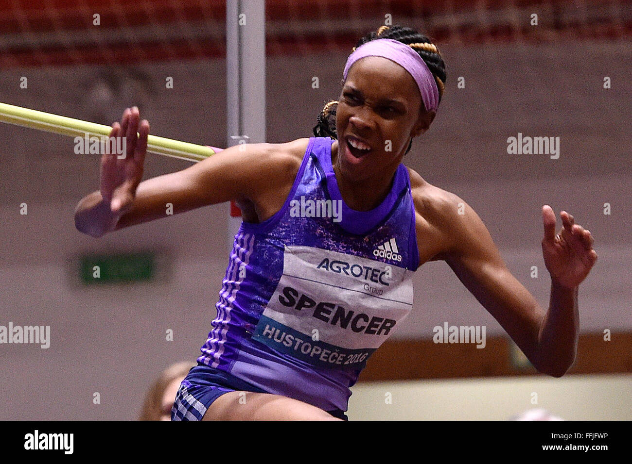 Winner Levern Spencer of Saint Lucia competes at the meeting of the ...