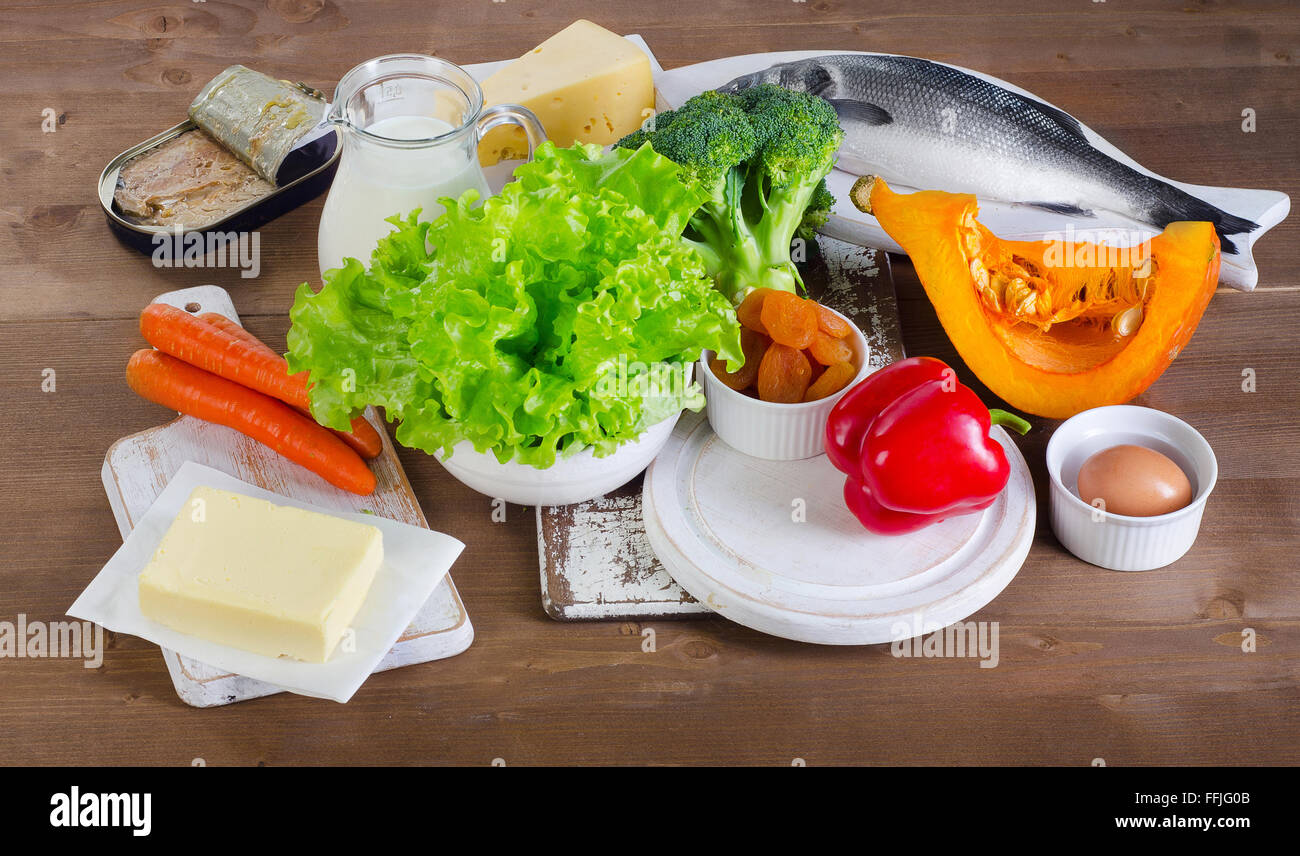 Food of vitamin A. View from above Stock Photo - Alamy